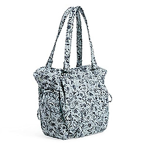 Vera Bradley Women's Cotton Glenna Satchel Purse, Perennials Gray - Recycled Cotton, One Size