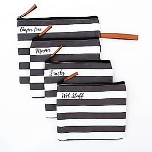 Diaper Bag Organizer Insert-Set of 4 Labeled Diaper Bag Organizing Pouches -Waterproof Packing Cubes for Diaper Bag- Diaper Bag Packing Cubes with Wet Bag Included-Diaper Bag Inserts Organizer