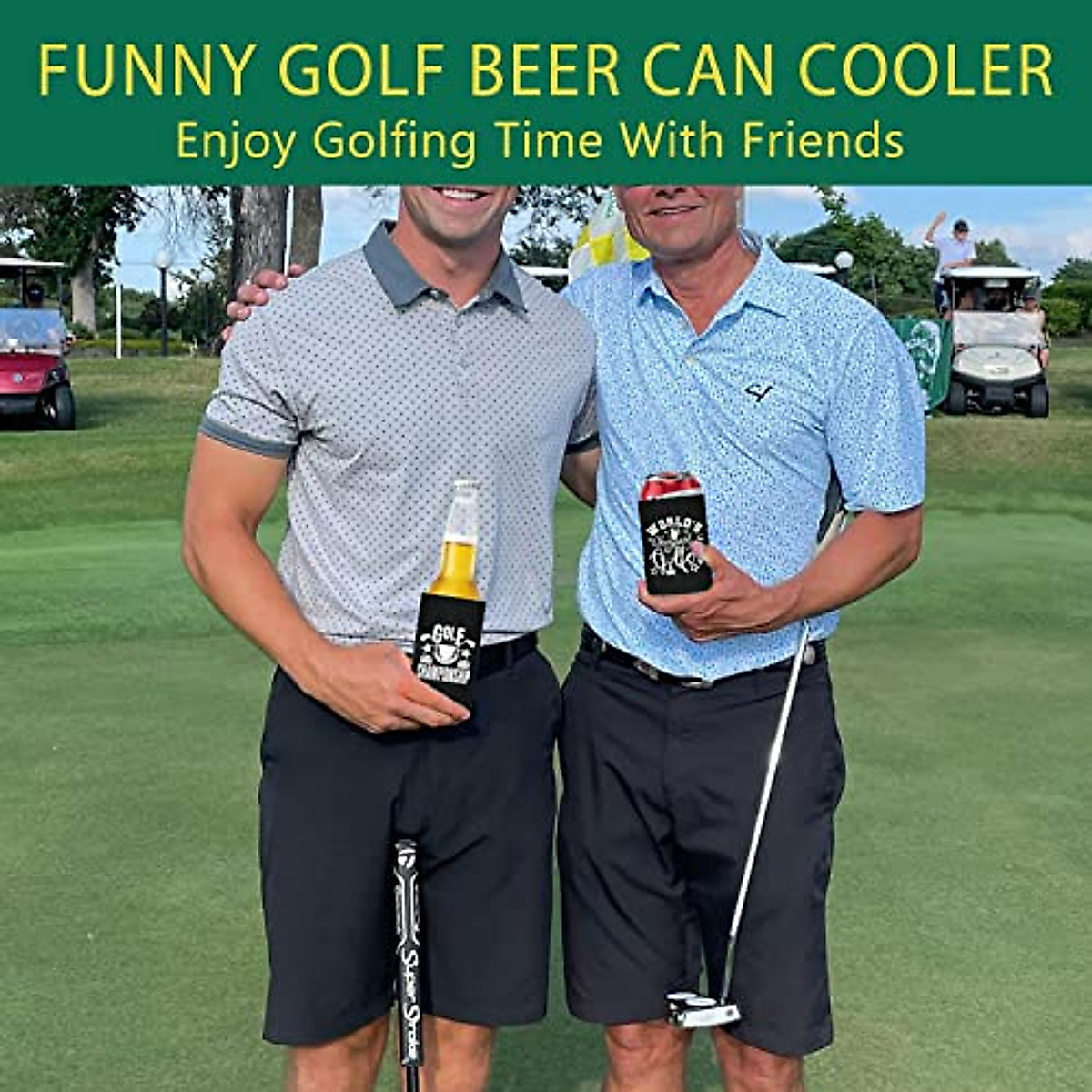 Funny Golf Slim Can Cooler - Pop Nordic 12 Pack Slim Beer Can Sleeve, Reusable Neoprene Can Cooler Bulk for Golf Game Party Supplies, Great Golf Gifts for Men