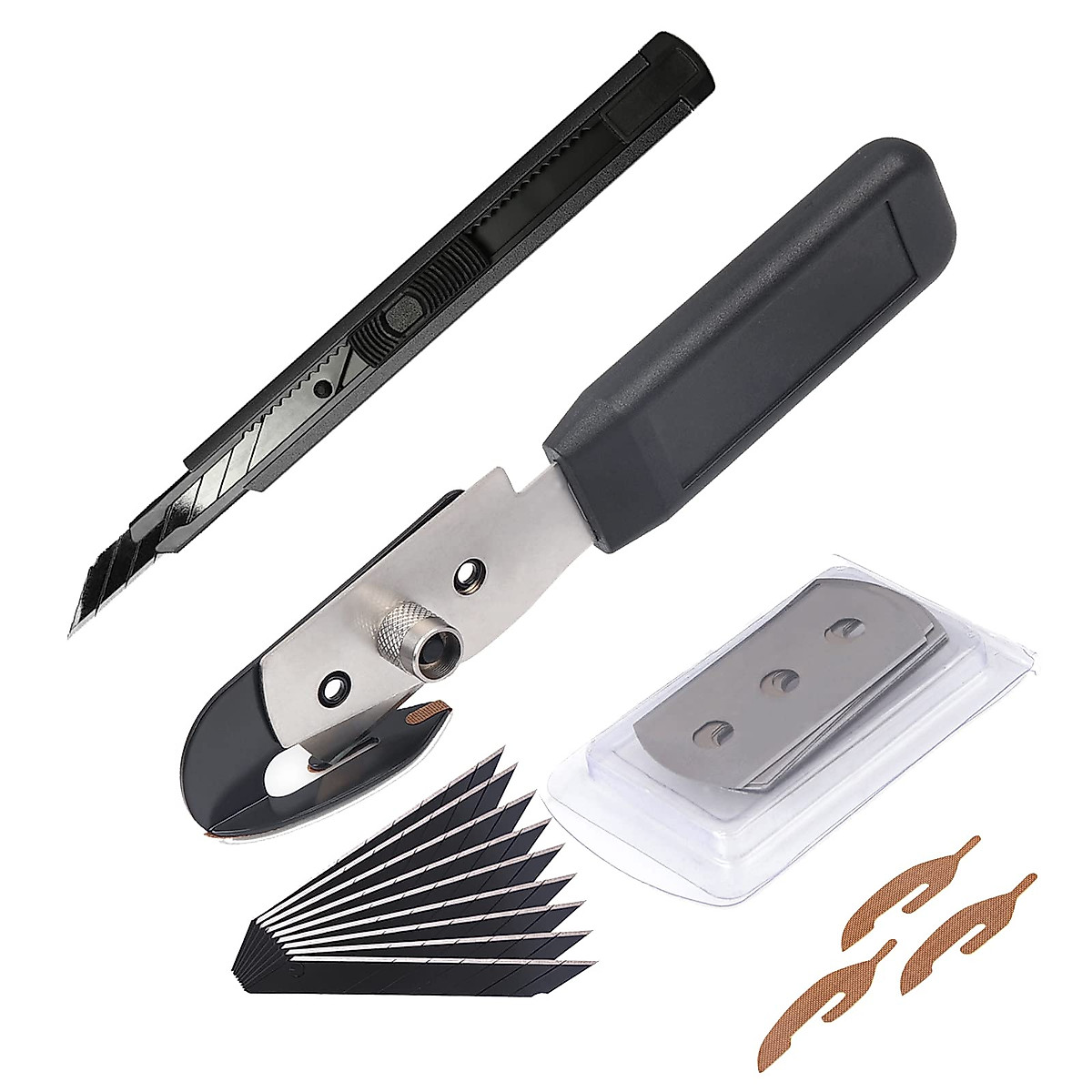 Gomake Vinyl Backing Cutter Wrapping Paper Cutter Vinyl Knife with PTFE Coating Hidden Blade, 30 Degree Snap Off Blade Lockable Utility knife Retractable Box Cutter with Extra 10pcs Replace blades