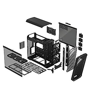 Fractal Design Torrent Black - Dark Tint Tempered Glass Side Panel - Open Grille for Maximum air Intake - Two 180mm PWM and Three 140mm Fans Included - Type C - ATX Airflow Mid Tower PC Gaming Case