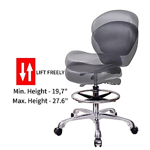 MWOSEN Height Adjustable Rolling Stools Drafting Chair with Backrest & Foot Rest,Tilt Back,Work from Home Chair,for Studio,Dental,Office,Salon and Counter, (Black)