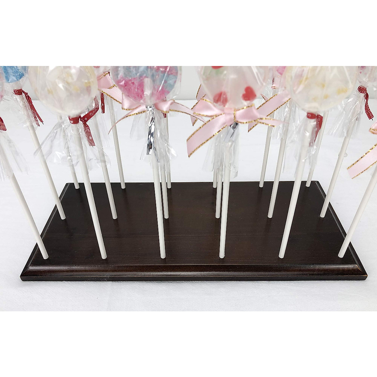 NANGOPOP Cake Pop Stand Display - 18 Hole Rustic Wood Lollipop Holder, Candy or Sucker Stand for Wedding, Baby Shower, Birthday Party - Fit 5/32" (4mm) Lollipop Sticks