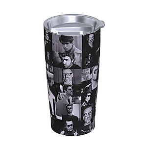 DFAGGQL George Music Michael Stainless Steel Insulated Tumbler Coffee Mug Water Cup Vacuum Bottle with Straw and Lid 20 oz