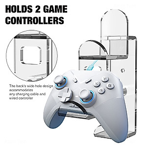 NiHome Clear Acrylic Game Controller Wall Hanger Stand, Dual Gamepad Controller & Headphone Hanger Holder for Xbox PS5 PS4 PS3 Switch, Wall Mount Stand Organizer for Gaming Accessories