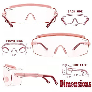 UKNOW Safety Goggles Over Glasses, Safety Glasses Anti Fog Wraparound Eye Protection, Protective Eyewear ANSI Z87.1