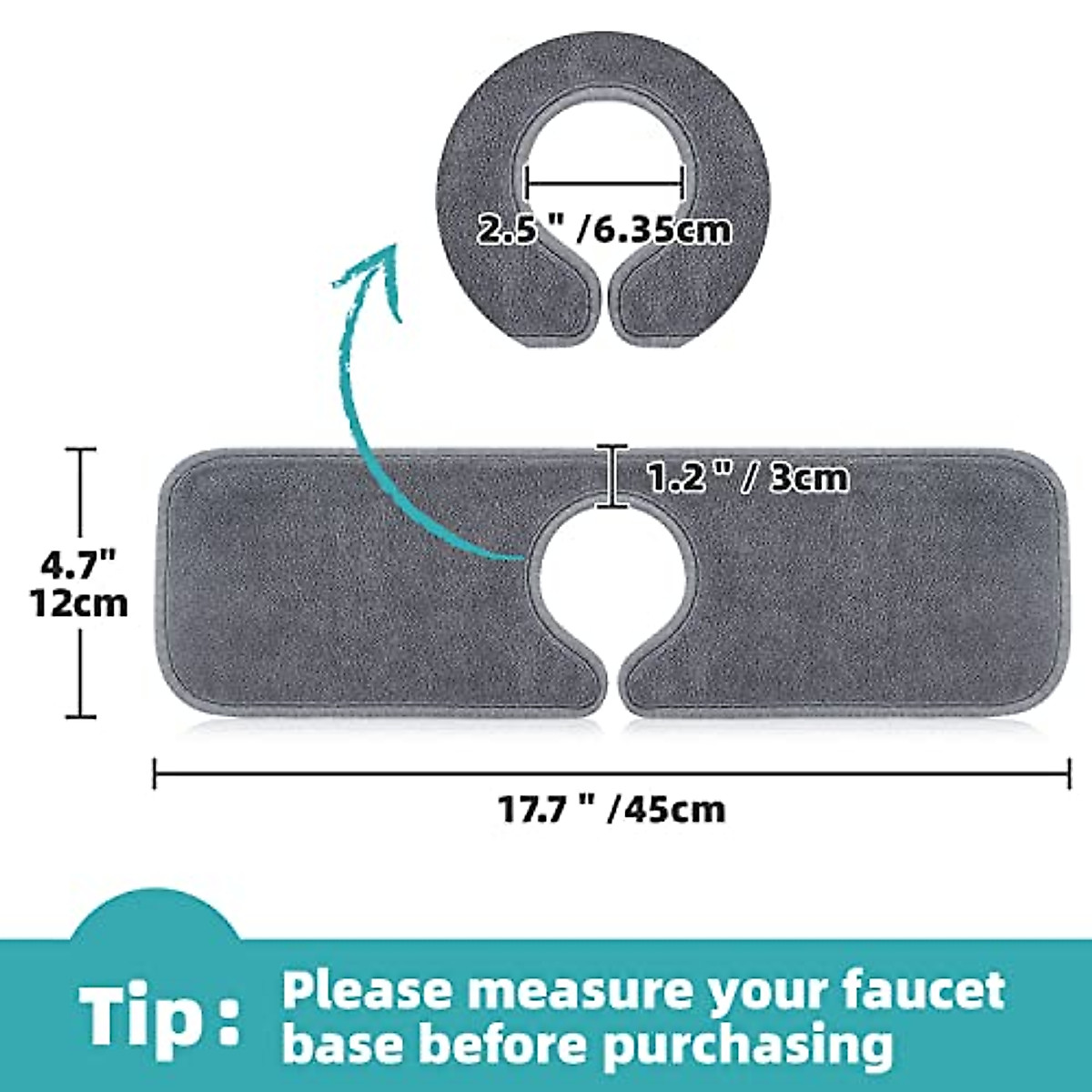 Kitchen Sink Splash Guard: PoYang Sink Faucet Mat, Faucet Mat for Kitchen Sink, Kitchen Faucet Absorbent Mat for Sink, Splash Guard Behind Faucet, Machine Washable (2 Pack, 17.7''x4.7'')