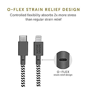 Native Union Belt Cable USB-C to Lightning - 4ft Ultra-Strong Reinforced Charging Cable with Leather Strap [MFi Certified] Compatible with iPhone 14, iPhone 13 and Earlier (Zebra)