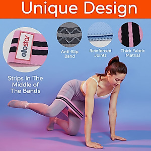 ellostar Resistance Bands for Legs and Butt Exercise, Non Slip Strong and Elastic Loop Bands, Durable Workout Fitness Bands for Squat and Hip Training, Set of 3