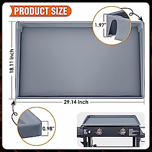 28" Silicone Griddle Mat for Blackstone, Baboies Upgraded Full-edge Grill Top Cover Food-Grade Silicone Mats Outdoor Grilling Reusable (28 inch, Grey)