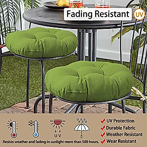 2pack Comfy Solid Color Round Seat Cushion, Thicken Patio Chair Pads with Ties, Cotton and Linen Bistro Chair Cushions, Home Office Garden Furniture Decoration, Grass green-45cm/18in