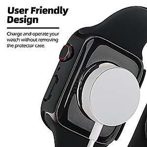 RIDAINTY 8 Pack Screen Protector Case for Apple Watch 44mm Series 6 5 4 SE Ultra Slim Hard Case with Tempered Glass Bumper iWatch Protective Cover Smartwatch Accessories for Women Men