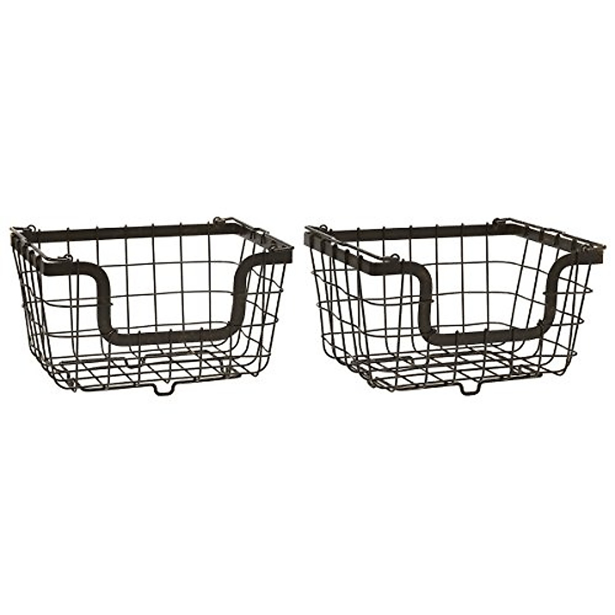 Gourmet Basics by Mikasa General Store Stacking/Nesting Metal Basket, Set of 2, Antique Black