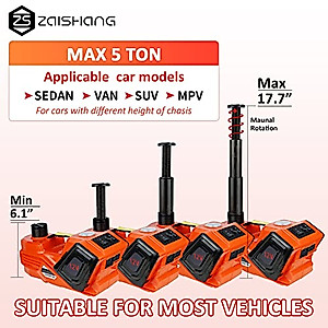 ZAISHANG Electric Car Jack 5T Hydraulic Floor Jack DC 12V Car Jack Kit with Electric Impact Wrench and Tire Inflator, Car Lift for Emergency Tire Change