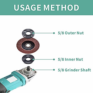 Fyjbnh 9PCS Angle Grinder Nut Angle Grinder Wrench Kit 5/8-11 Flange Metal Lock Nut for Compatible with Dewalt Milwaukee Makita193465-4 Metabo Bosch 4.5" 5" Grinder Parts
