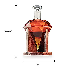 Diamond Decanter For Whiskey, Liquor, Scotch, Rum, Bourbon, Vodka, Tequila Decanter, The Wine Savant 750ml - Gifts For Men & Women Clear