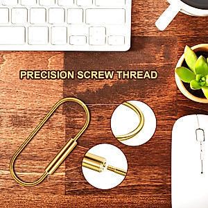 WILLBOND Brass Key Ring Gold Screw Lock Clip Key Ring Chain Durable Simple Brass Keychain Holder (Cylinder,4 Pieces)