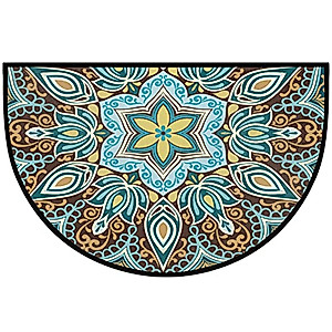 Door Mat Bohemia Entryway Rug Half Round Kitchen mat Non-Slip Entrance Way Rug Front Half Circle Rugs for Kitchen, Shower Room, Bedroom,Living Room 36 * 24in