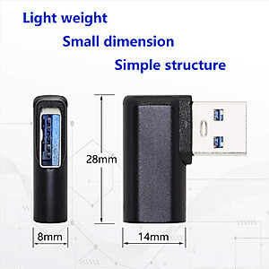 CERRXIAN Right & Left & Up & Down Angle USB A 3.0 Male to USB Type C 3.1 Female Connector