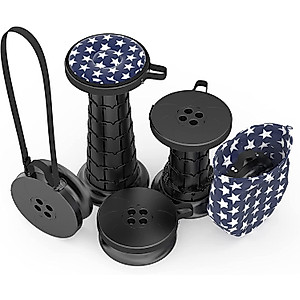 20.4“Telescoping Stool with Cushion,Portable Camping Stool More Sturdy Capacity 550Ib,Collapsible Retractable Stool Adjustable Folding Stool for Garden Fishing Hiking BBQ with Carry Bag,Carabiner