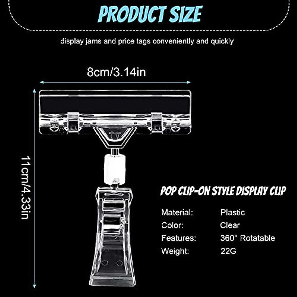 20PCS Rotatable Plastic Sign Holder Clips for Retail Displays
