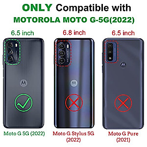 Muntinfe for Motorola Moto G 5G 2022 Case with 2 Pcs Tempered Glass Screen Protector, Military-Grade Armor Shockproof Protective Phone Cover with Ring Magnetic Kickstand for Moto G 5G, Blue