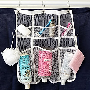 Evelots Mesh Shower Caddy-6 Pockets-Hook for Brush-Holes for Bottle-Dry Fast