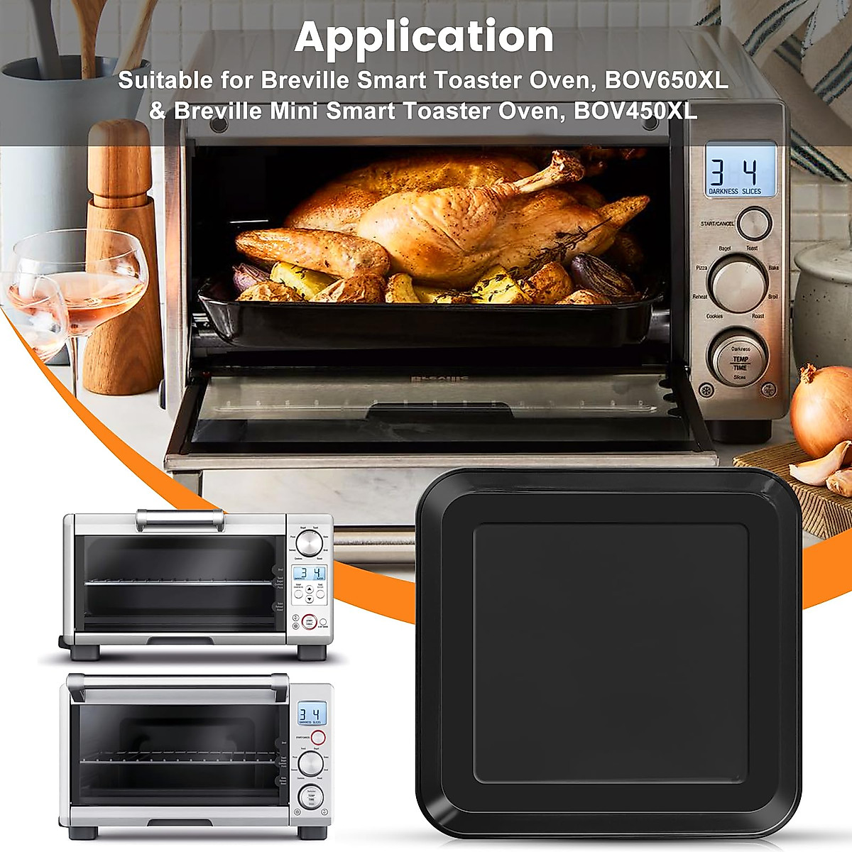 10" × 10" Enamel Baking Pan for Breville Compact Smart Oven，Food Grade Non-stick Toaster Oven Replacement Parts Accessories Compatible with Breville Mini Smart Toaster Oven, Dishwasher Safe