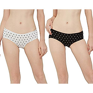 INNERSY Womens Underwear Cotton Hipster Panties Regular & Plus Size 6-Pack(X-Large,Solid Colors and Polka Dot)