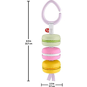 Fisher-Price Baby Pretend Food Baby Rattle My First Macaron Take-Along Sensory Toy for Newborns in Gift Ready Package