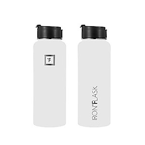 IRON °FLASK Sports Water Bottle - 40 Oz 3 Lids (Straw Lid), Leak Proof - Stainless Steel Gym & Sport Bottles for Men, Women & Kids - Double Walled, Insulated Thermos, Metal Canteen