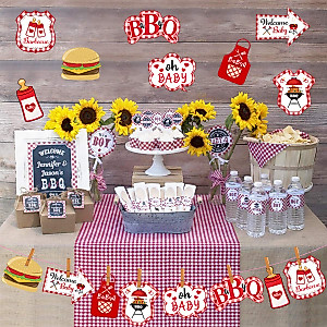 Kreatwow BBQ Baby Shower Centerpieces Baby Q Shower Decorations BBQ Table Toppers for Picnic Party Summer Barbecue Party Supplies 24 Pcs