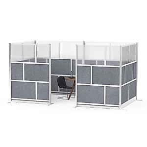 Stand Up Desk Store Expanse Modular Wall | 70'' x 70'' Wall | Expandable Partition Room Divider with Rearrangeable Frosted Acrylic & Sound Absorbent Panels (Silver Frame)