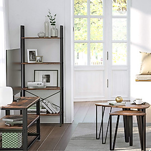 VASAGLE Nesting Coffee Tables, End Tables Set of 3 for Living Room Bedroom, Industrial Small Stacking Side Tables with Metal Frame for Couch, Rustic Brown and Black ULNT13X, 23.1 x 23.1 x 17.7 Inches