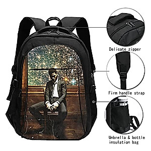 KyleCServaiss Classic Unisex Backpack 17in for Fitness Kid Custom cudi Travel Laptop Schoolbag with USB Charging Port/Earphone Hole for Men and Women School Backpack
