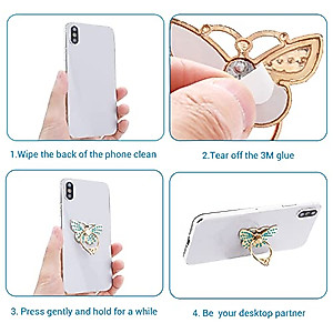 cobee Cell Phone Ring Holder Stands, 4 Pcs Butterfly Phone Ring Holders with Rhinestones Glitter Butterfly Finger Kickstand Metal Hand Grip with Knob Loop 180°/360° Rotation Kickstands(4 Colors)