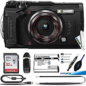 Olympus Tough TG-6 Waterproof Camera, Black -32GB Basic Bundle