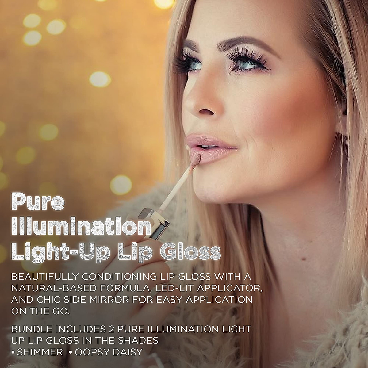 Pure Cosmetics Pure Illumination Light Up Lip Gloss Bundle, Shimmer & Oopsy Daisy