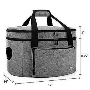 Luxja Double Layers Slow Cooker Bag (with a Bottom Pad and Lid Fasten Straps), Insulated Slow Cooker Carrier Fits for Most 6-8 Quart Oval Slow Cooker, Gray (Bag Only)