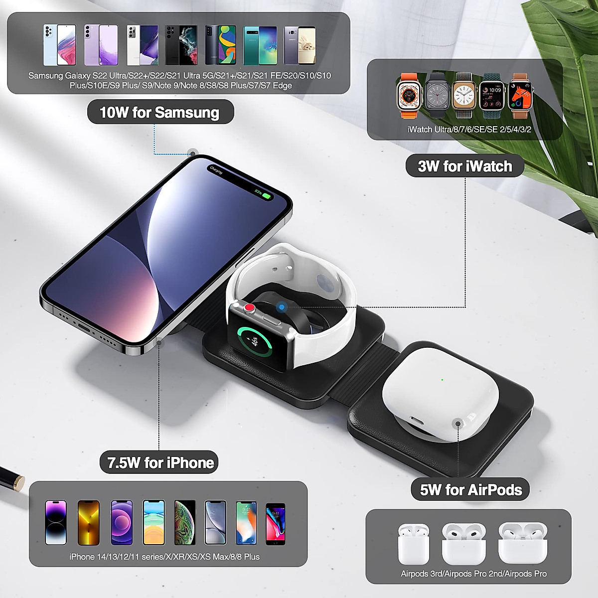 Airpods Pro Charger, Wireless Charger for Airpod 3rd/Airpods Pro 2nd/Airpods Pro/Airpods, Plastic Wireless Charging Station Wireless Charging Pad Charging Mat for Apple Airpod Earbuds Earpods Pink