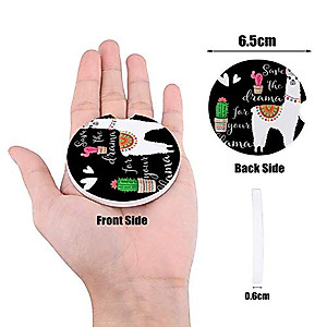 Car Cup Holder Coasters Set of 2, Mandala Llama Animals and Cactus Plants Absorbent Ceramic Stone Drink Coaster with A Finger Notch for Easy Removal of Auto Cupholder