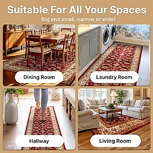 Well Woven Barclay Collection Sarouk Red 2x4 Accent Doormat- for Entryways, Kitchen