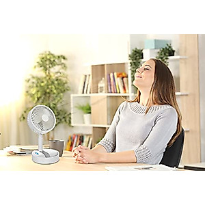 Northern Chill Foldable and Adjustable Fan, for Desks, Floor, and Bedsides, USB and Battery Operated Fan with 2 Speeds, Super Quiet, and Adjustable, Compact and Lightweight for All Occasions (White)