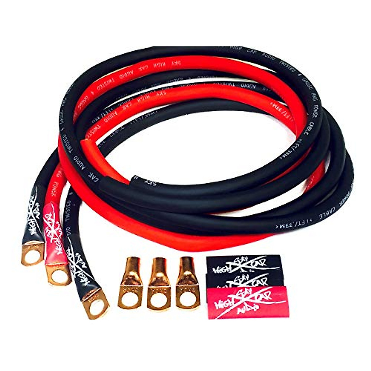 Sky High Oversized 4 Gauge AWG Big 3 Upgrade RED/Black Electrical Wiring Kit