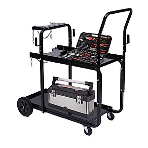 2-Tier Portable Welding Cart Welder Heavy Duty Welding Trolly Cart with 100kg/220lbs High-Load Capacity, Easy to Move Trolley Workshop Organizer for Home Garages Workshops Repair Store