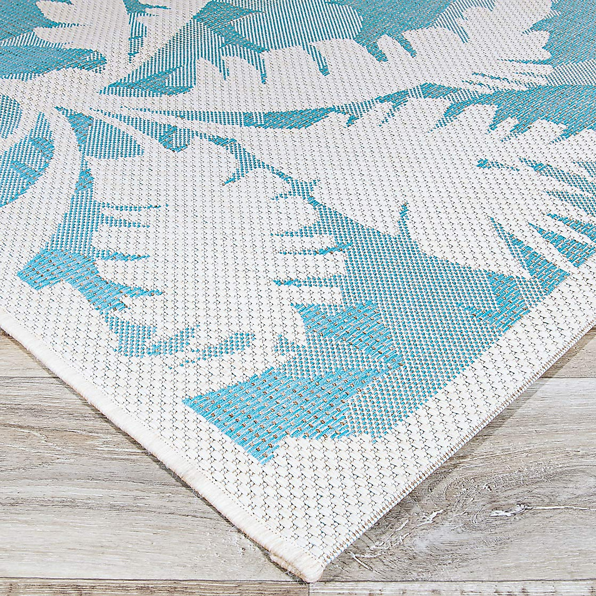 Couristan Monaco Coastal Floral Rug, 5'3" x 7'6", Ivory/Turquoise