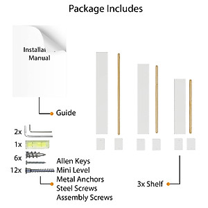 Wallniture Madrid Multisize 36''-30''-24'' Floating Bookshelves Kids Room Bookshelf Nursery Shelves Set of 3, White