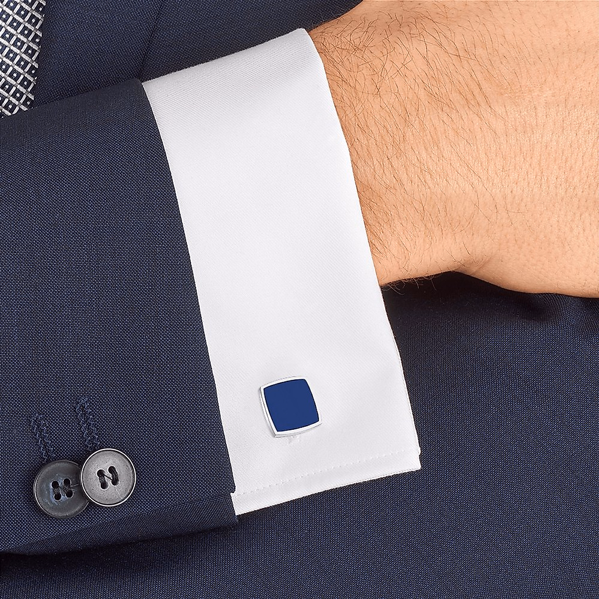 Mr.Van Blue Opal Cufflinks Platinum Plated Cuff Links Set Gemstone Reiki jewelry