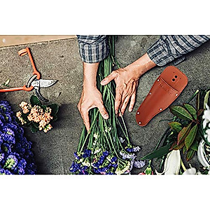 Housolution Garden Pruner Sheath, Pruner Tool Holster, Premium PU Leather Holster Protective Case Cover Scabbard for Gardening Pruning Shears Scissor - Brown