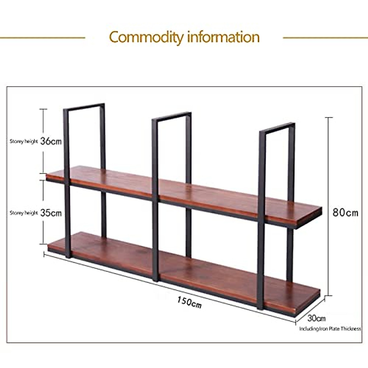 ALIGMA Nordic Iron Solid Wood Ceiling Shelf, 2 Tier Ceiling Mounted Storage Shelf, Bar Restaurant Hanging Decorative Flower Stand (Size : L 100cm)